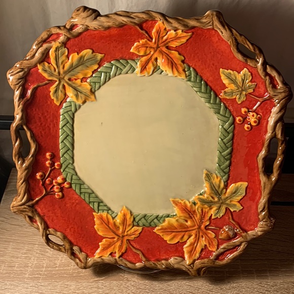 Accents | Red Leaves Platter Tray | Poshmark